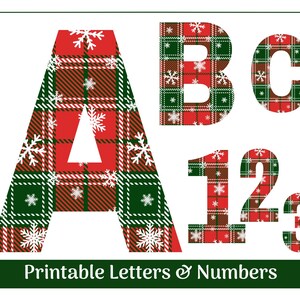 Christmas Plaid Alphabet Clip Art Letters A-Z and Numbers 0-9 ...