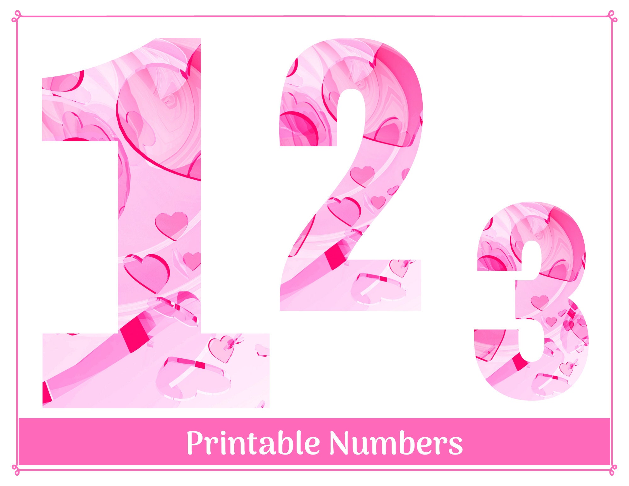 Pink Heart Alphabet Clip Art: Printable Letters & Numbers (digital ...