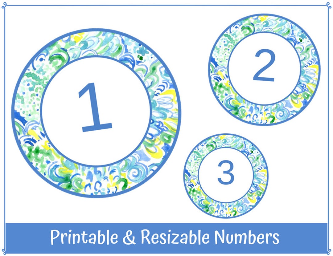 Blue and Yellow Floral Number Set | Classroom Numbers | Calendar ...