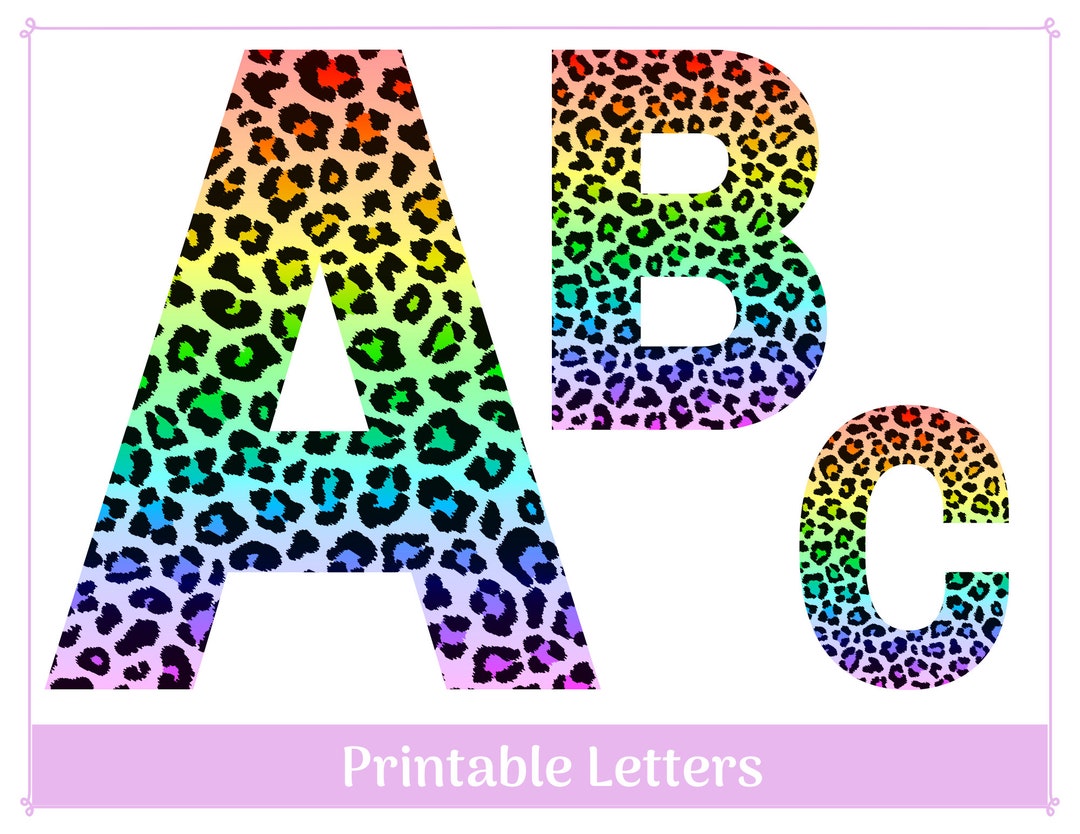 Rainbow Leopard Alphabet Clip Art Letters A-Z Printable & - Etsy