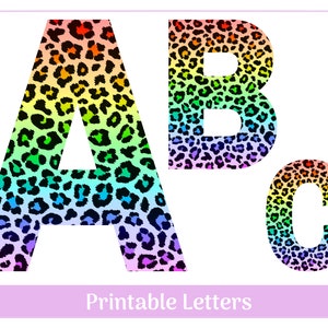 Rainbow Leopard Alphabet Clip Art Letters A-Z Printable & - Etsy