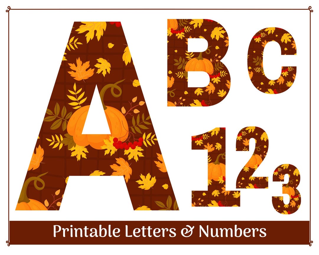 Fall Pumpkin Alphabet & Numbers Clip Art (instant Download) - Etsy