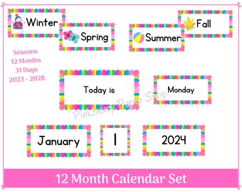 Bright Classroom Calendar Set | Printable Classroom Headers-days of ...
