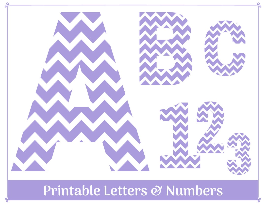 Purple Chevron Alphabet Letters and Numbers | Resizable and Printable ...
