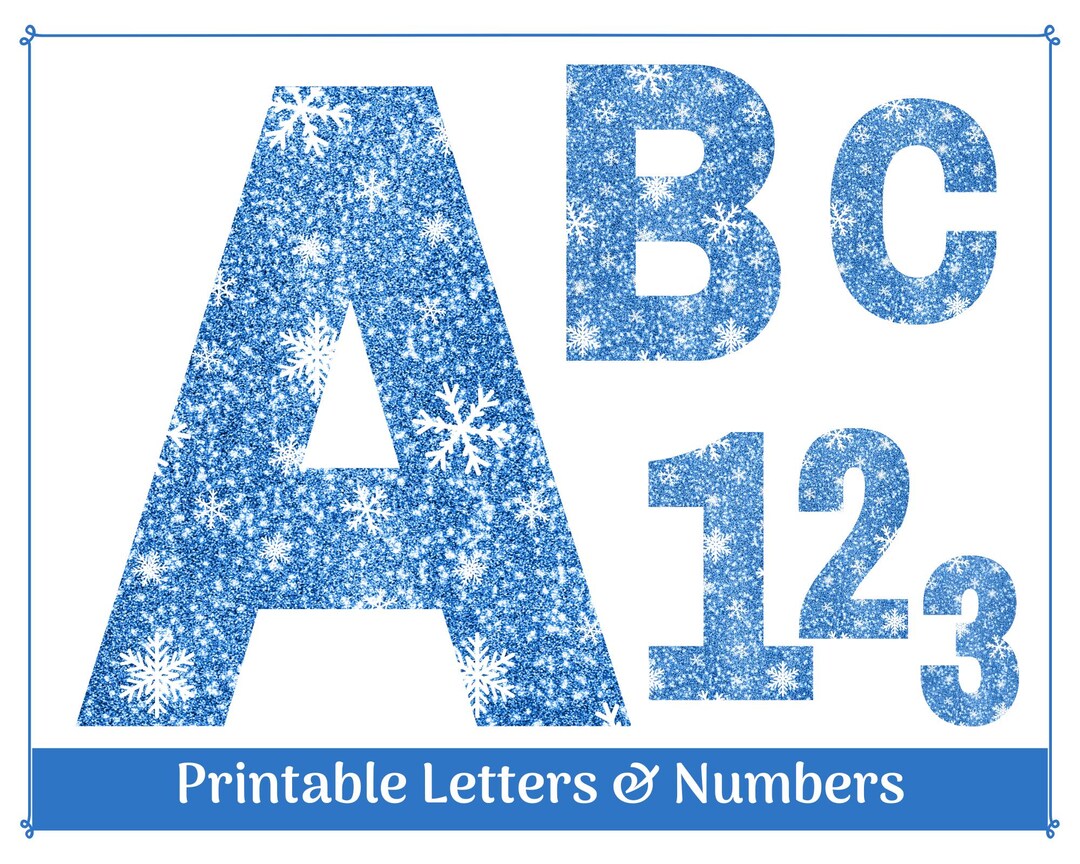 Blue Glitter Snowflakes Bulletin Board Letters & Numbers | Uppercase A ...