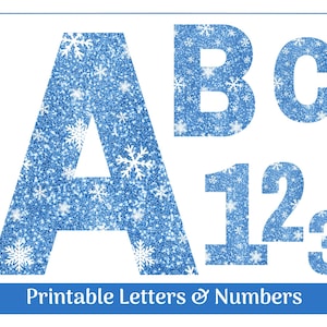 Blue Glitter Snowflakes Bulletin Board Letters & Numbers | Uppercase A ...