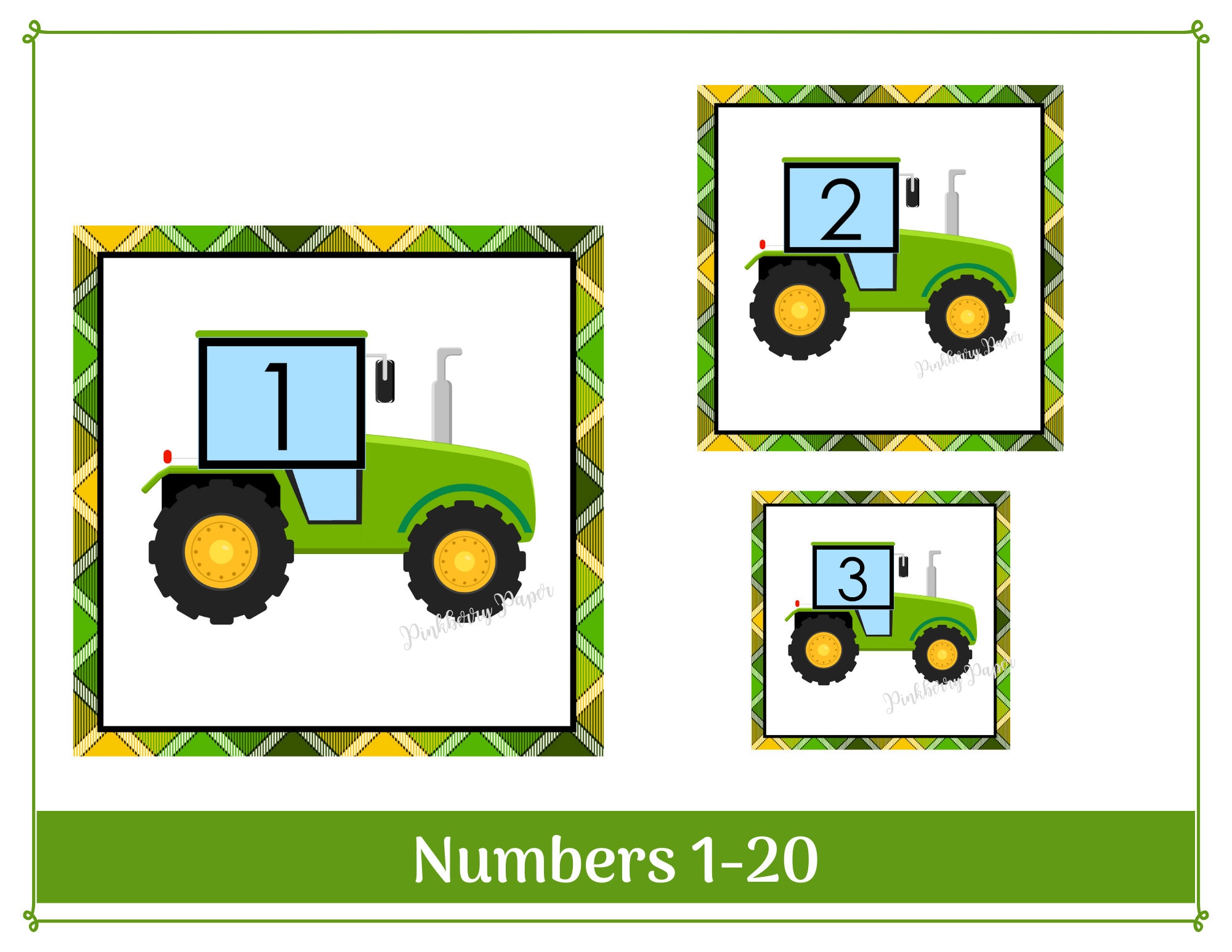 Farm Tractor Numbers 1-20 | Activity Number Cards | Printable Numbers ...