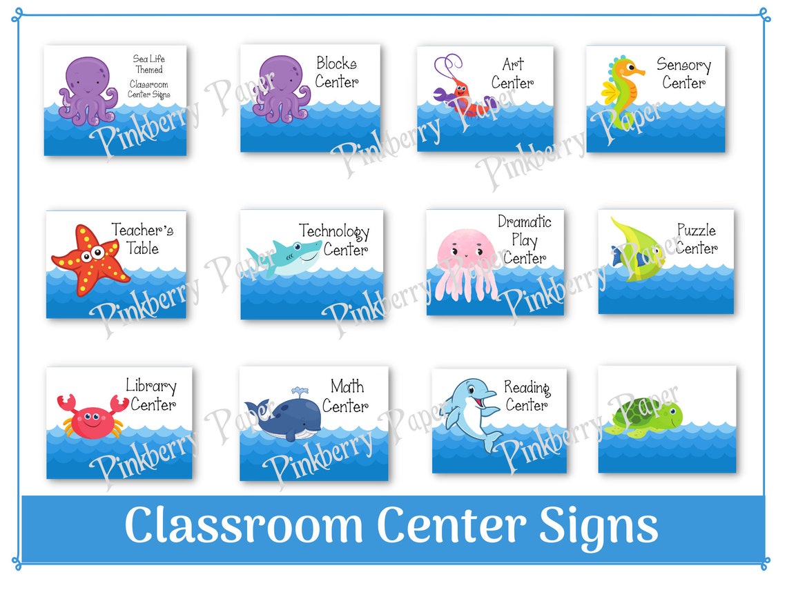 Sea Life Themed Classroom Center Signs | Instant Digital Download ...