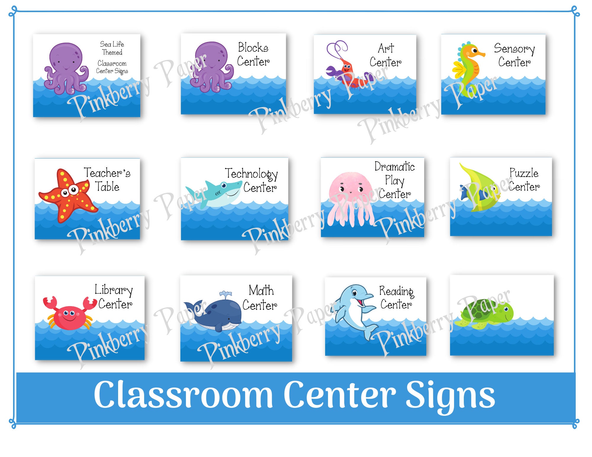 Sea Life Themed Classroom Center Signs | Instant Digital Download ...