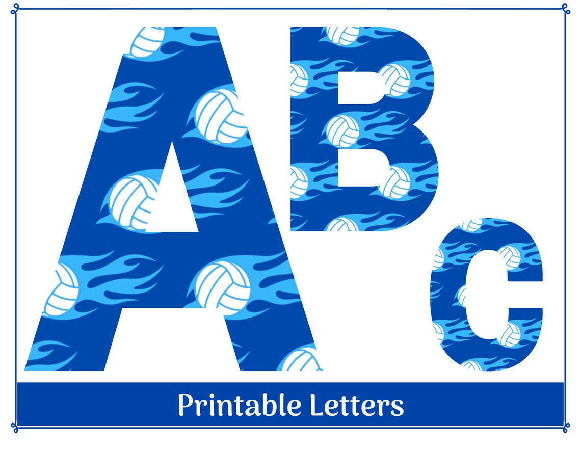 Volleyball Alphabet Clip Art Letters A-Z Printable & - Etsy