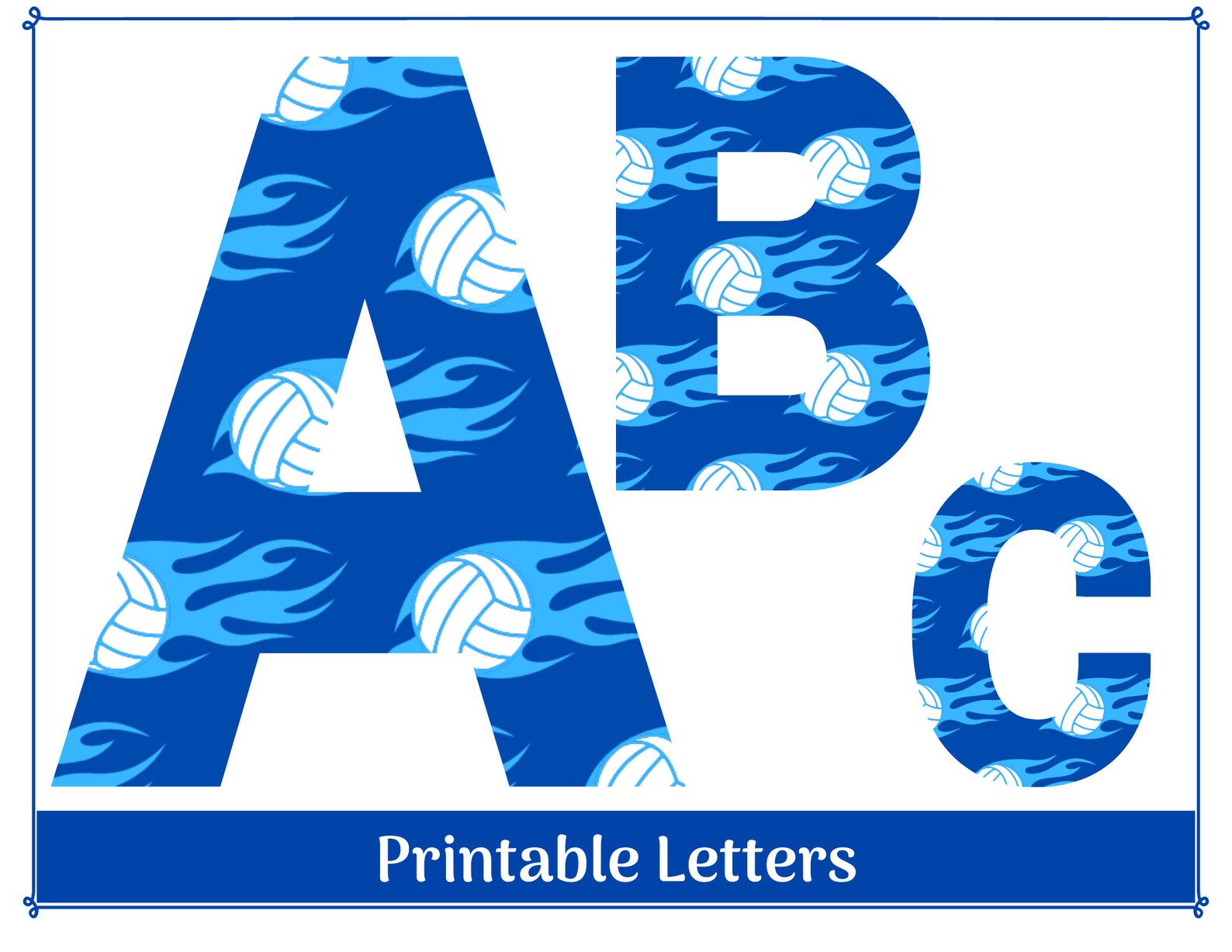 Volleyball Alphabet Clip Art Letters A-Z Printable & - Etsy