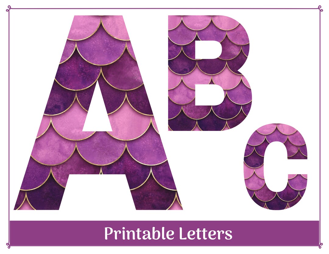 Purple Mermaid Alphabet Clip Art Letters A-Z | Numbers 0-9 - Etsy