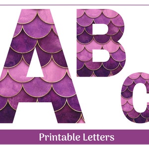 Purple Mermaid Alphabet Clip Art Letters A-Z | Numbers 0-9 - Etsy