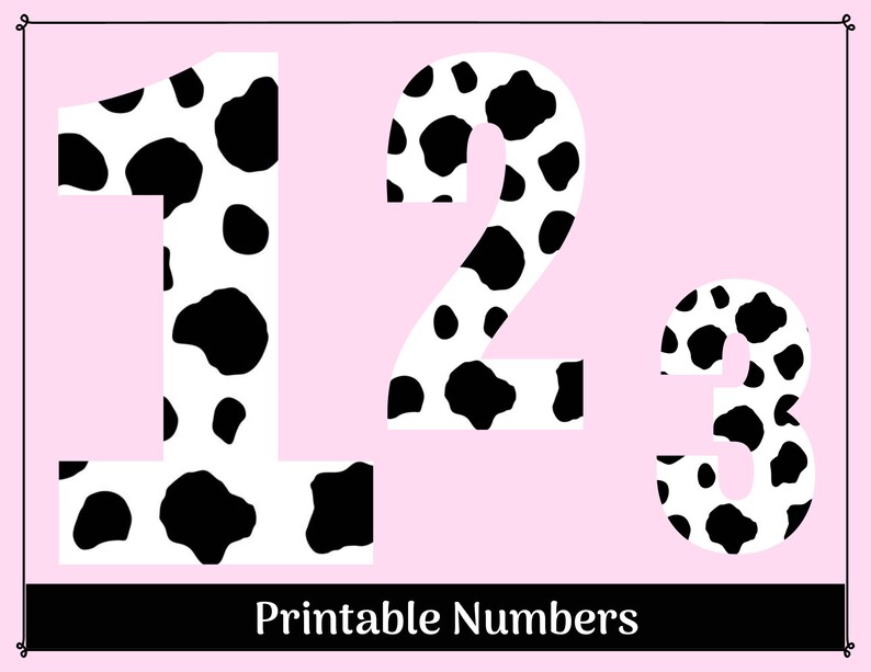 Cow Print Alphabet & Numbers: Printable Bulletin Board Letters (digital ...