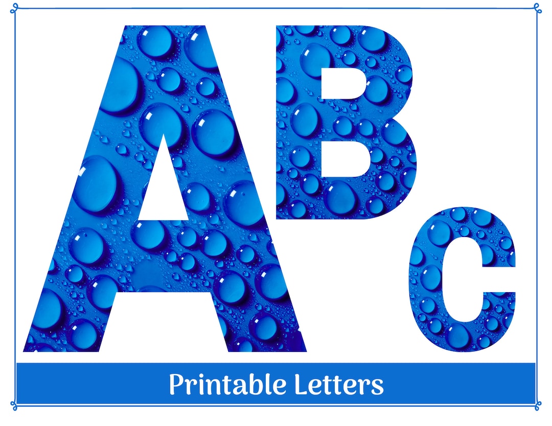 Blue Water Droplet Alphabet Clip Art: Printable Letters & Numbers ...