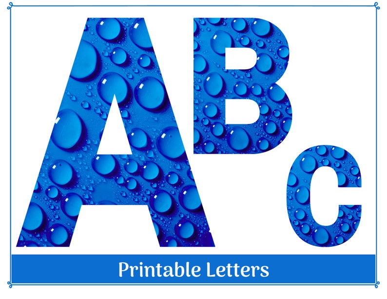 Blue Water Droplet Alphabet Clip Art Letters A-Z Printable & - Etsy