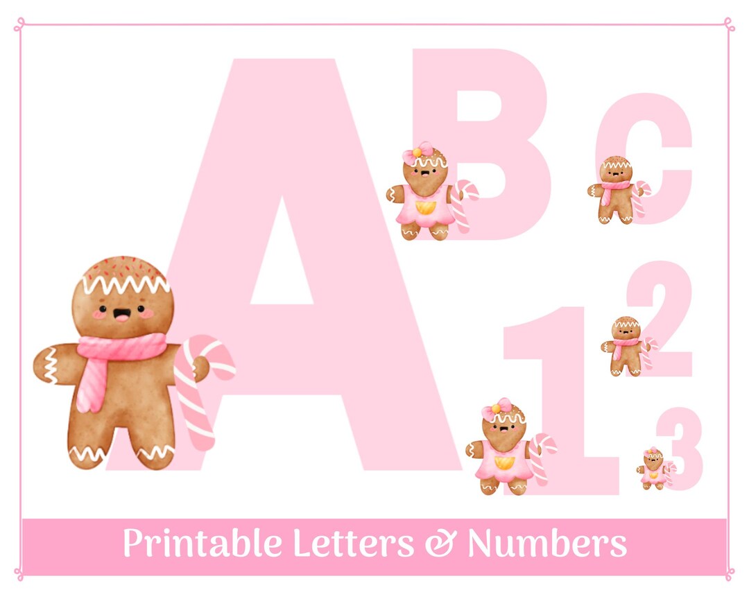 Gingerbread Christmas Alphabet Letters and Numbers Clip Art | Winter ...