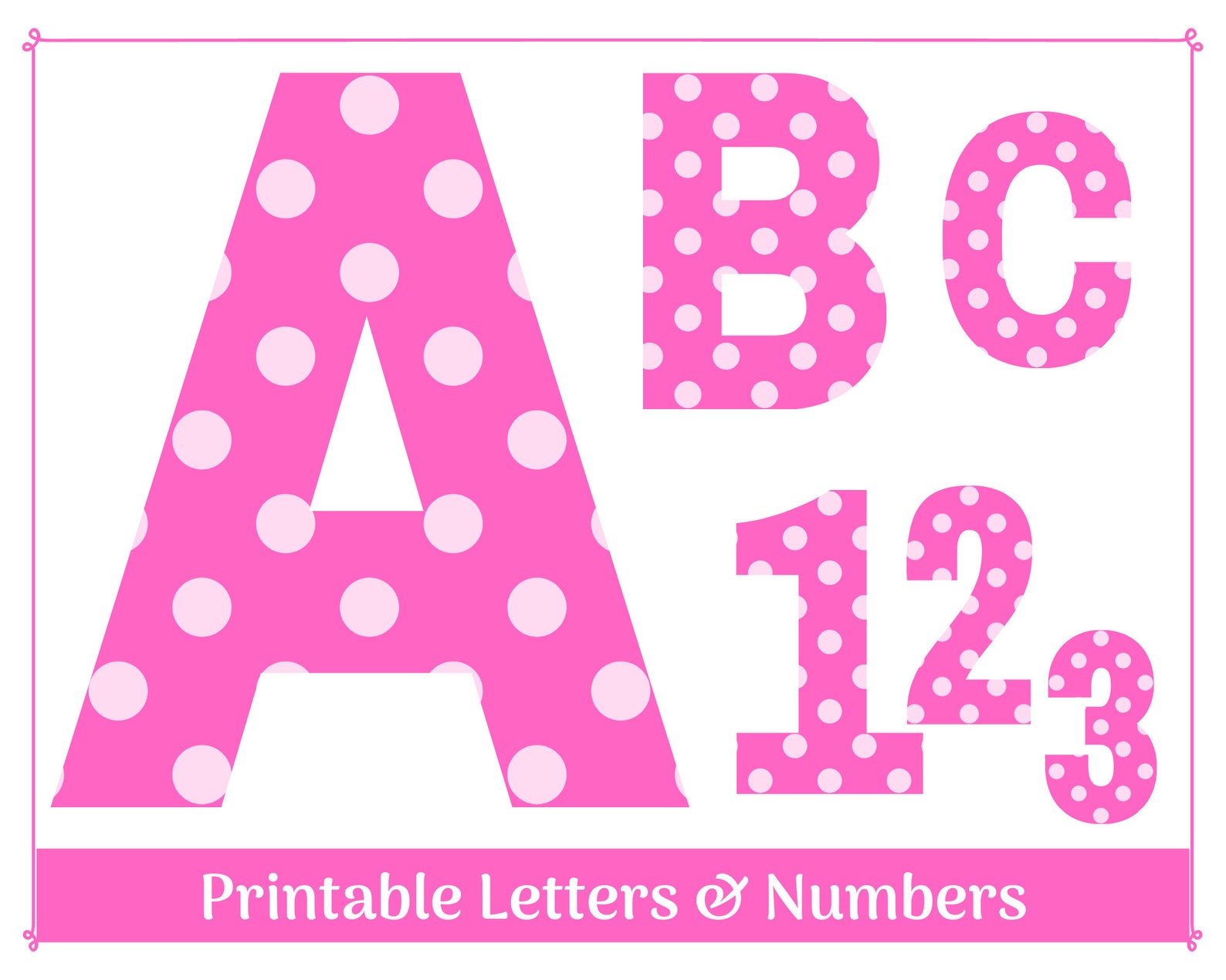 Pink Polka Dot Letters and Numbers: DIY Banner (digital Download) - Etsy