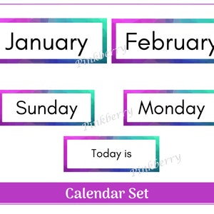 Purple and Green Classroom Calendar Set | Printable Classroom Headers ...