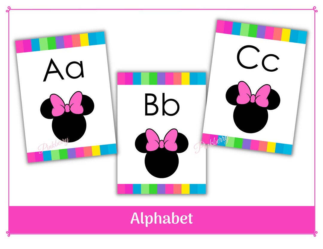 Rainbow Minnie Alphabet Cards: Classroom Decor (digital Download) - Etsy