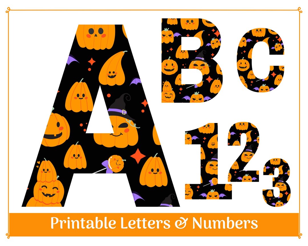 Halloween Pumpkin Alphabet Clip Art Letters A-Z, Numbers 0-9 Printable ...