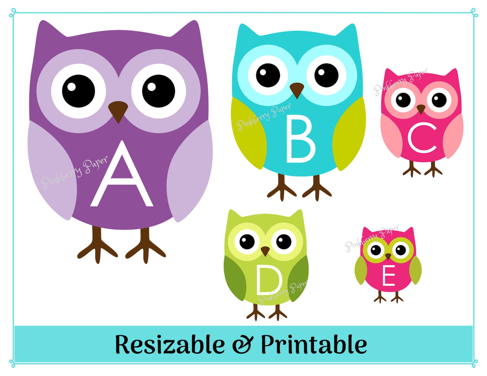 Owl Alphabet Clip Art Owl Uppercase Letters A-Z Owl | Etsy