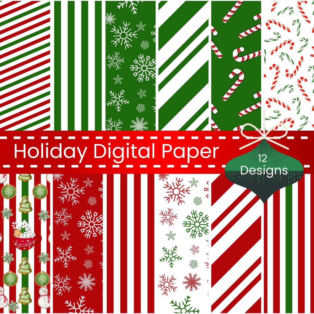 Christmas Holiday Printable Paper | Printable Graphic Clip Art Designs ...
