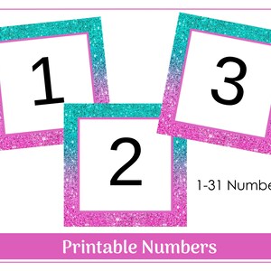 Printable Alphabet Cards | Purple and Teal Glitter Digital Letters ...