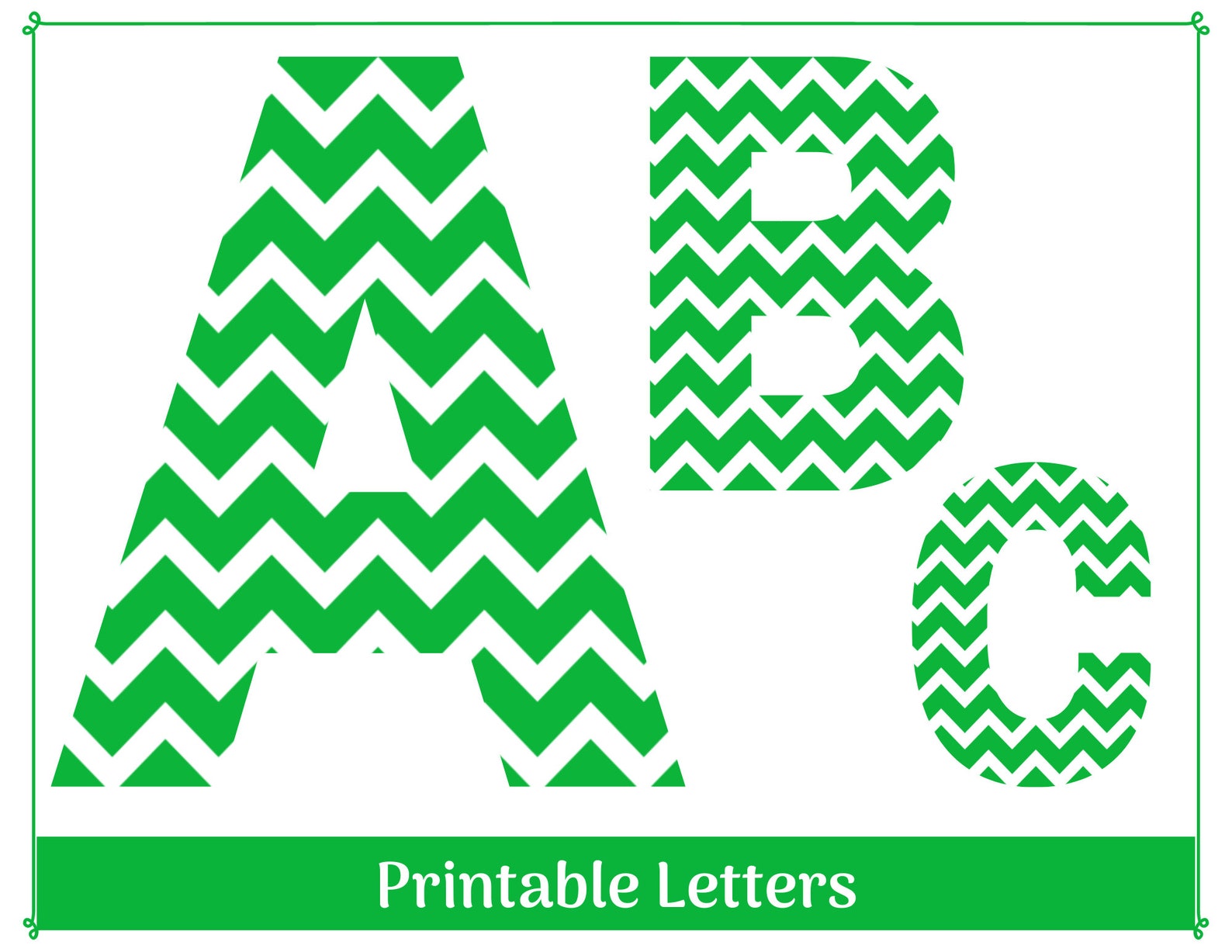 Green Chevron Alphabet Letters & Numbers: DIY Banner (digital Download ...