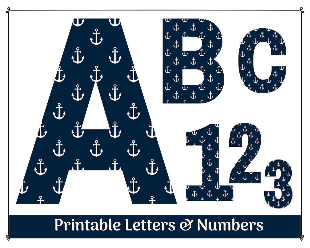 Nautical Alphabet Letters A-Z, Numbers 0-9 | Banner, Bulletin Board ...