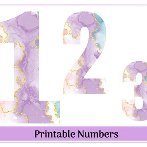 Purple Marbled Alphabet Letters A-Z, Numbers 0-9 | Printable Banner ...