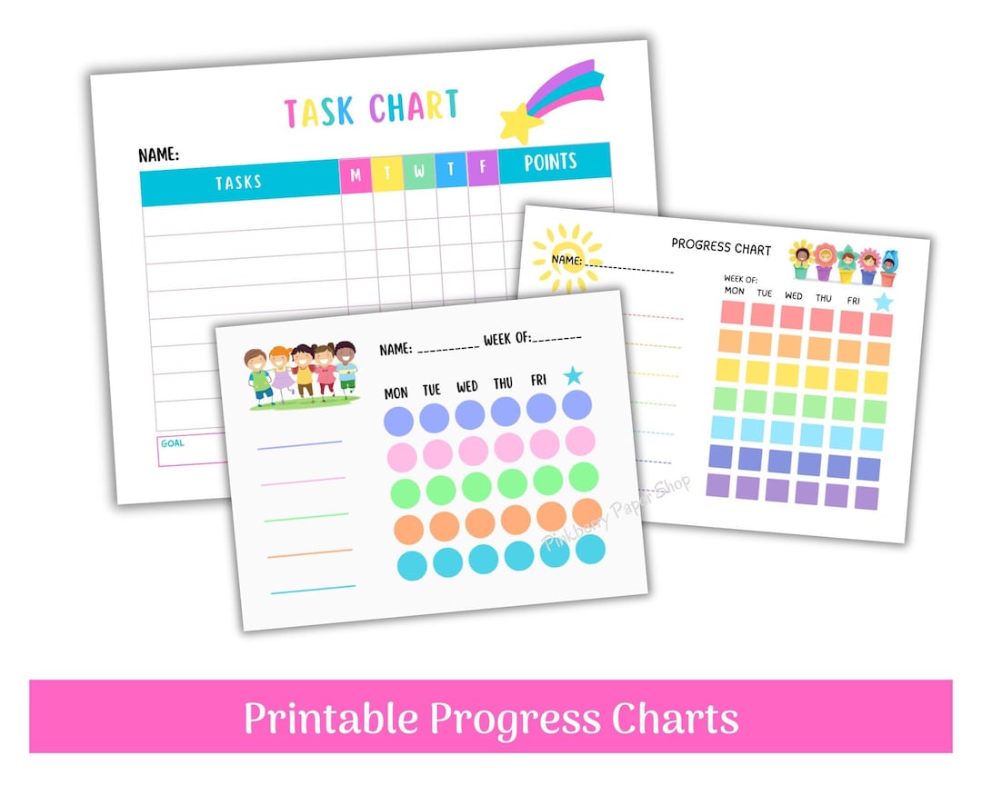 Printable Progress & Chore Charts for Children, Digital Task Charts ...
