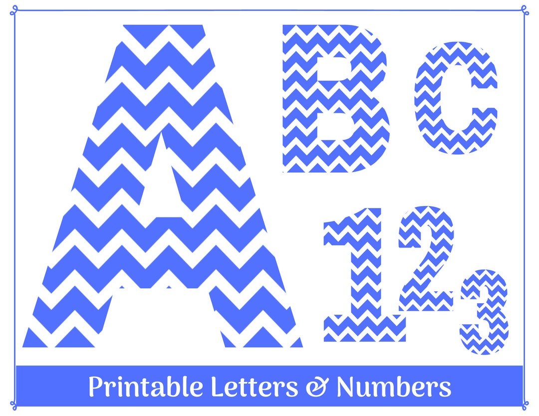 Blue Chevron Alphabet Letters and Numbers: Printable Party Banner ...