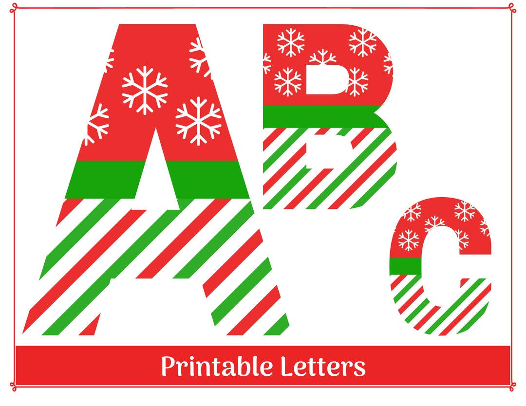 Red & Green Striped Christmas Clip Art Letters and Numbers | Bulletin ...