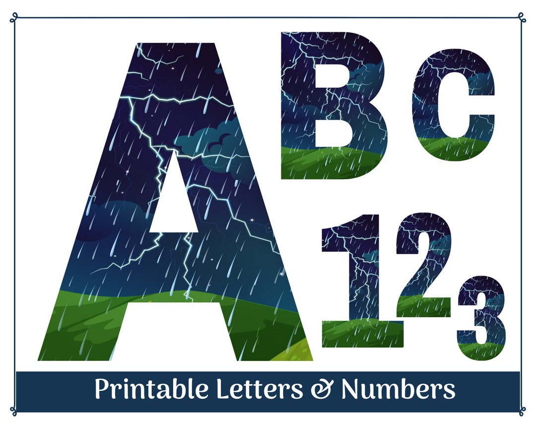 Stormy Weather Clip Art Letters A-Z | Rainy Weather Numbers 0-9 ...
