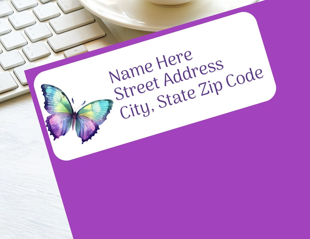 Butterfly Return Address Labels: DIY Printable Template (digital ...