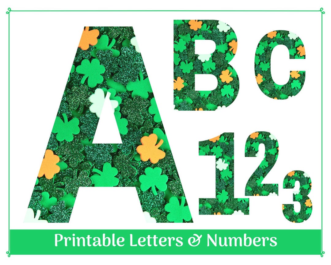 Shamrock Printable Alphabet & Number Clip Art (digital Download) - Etsy