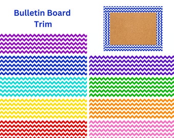 Classroom Bulletin Board Trim Printable Rainbow Chevron Border Instant ...