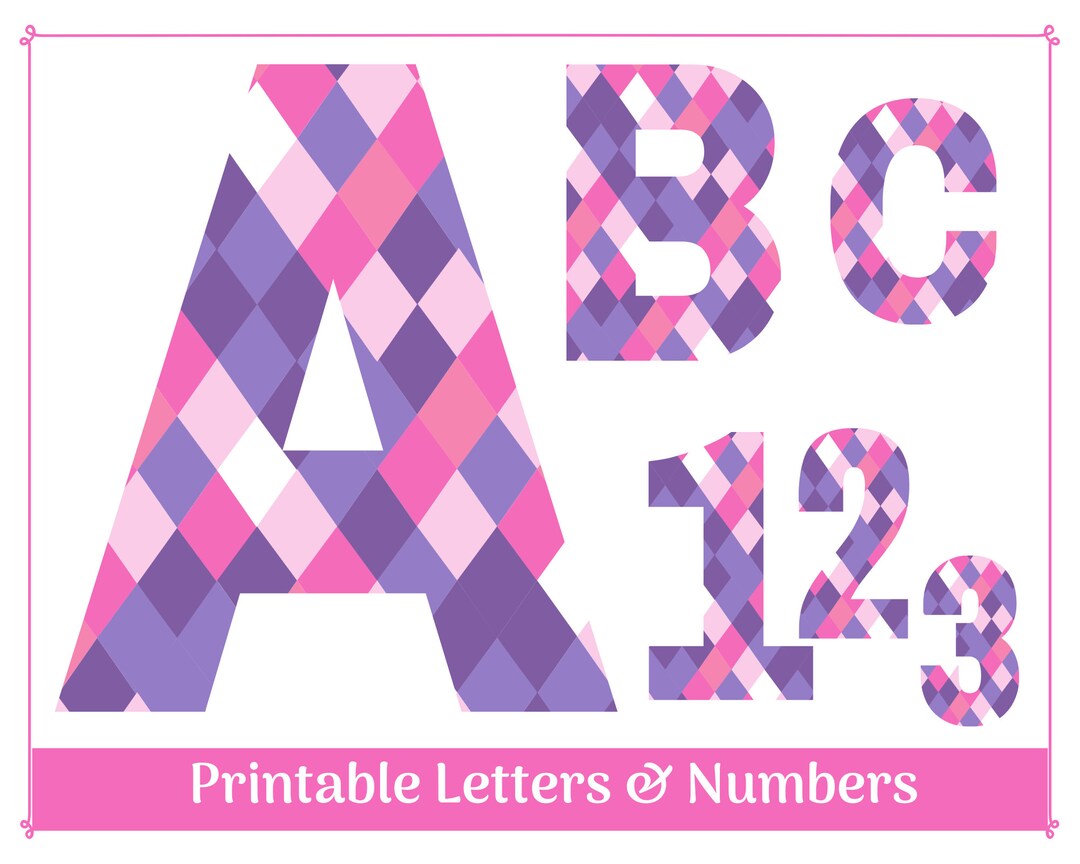 Purple & Pink Plaid Alphabet Letters A-Z, Numbers 0-9 | Bulletin Board Set, Banner Letters - Etsy