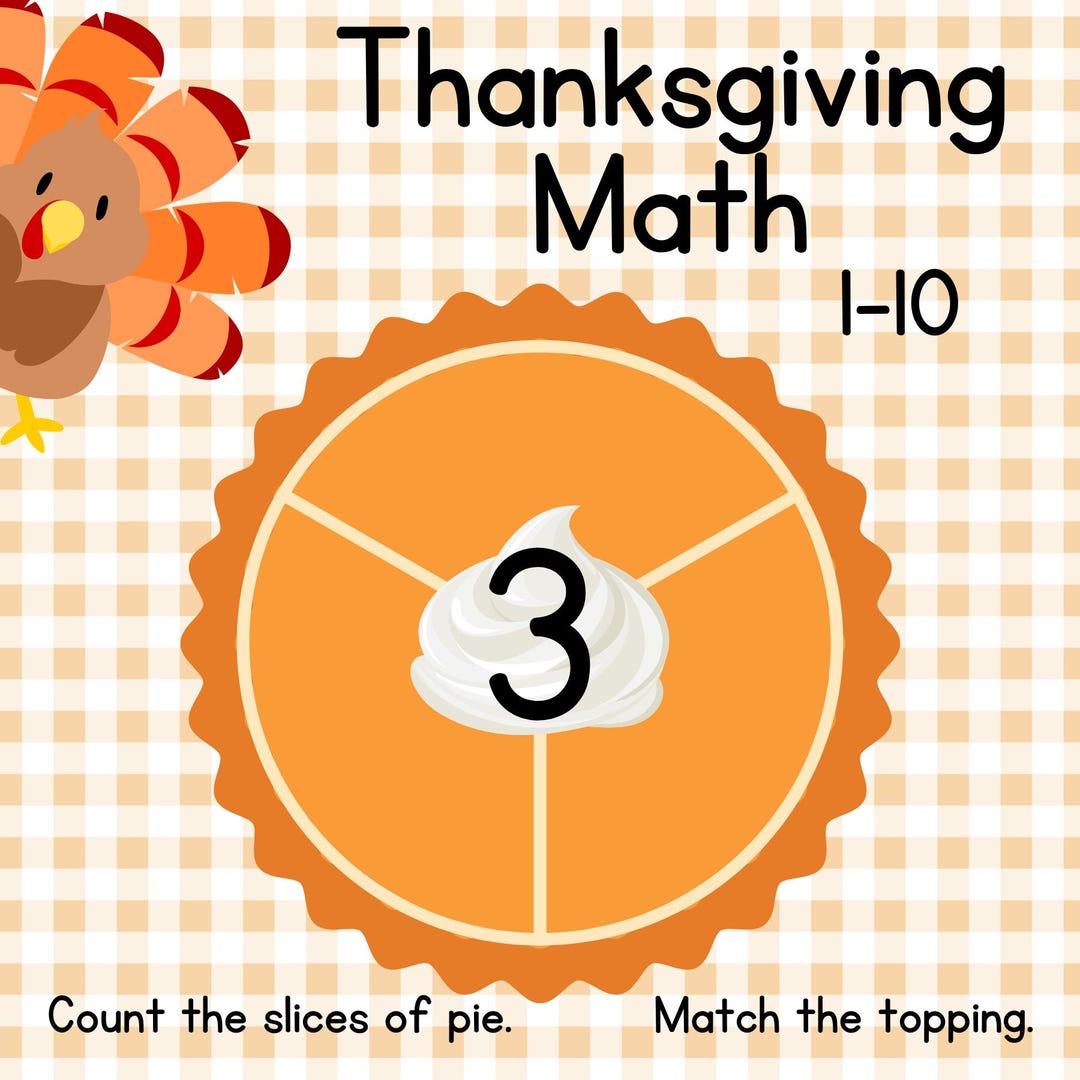 Thanksgiving Pumpkin Pie Math Activity | Counting & Number Recognition ...