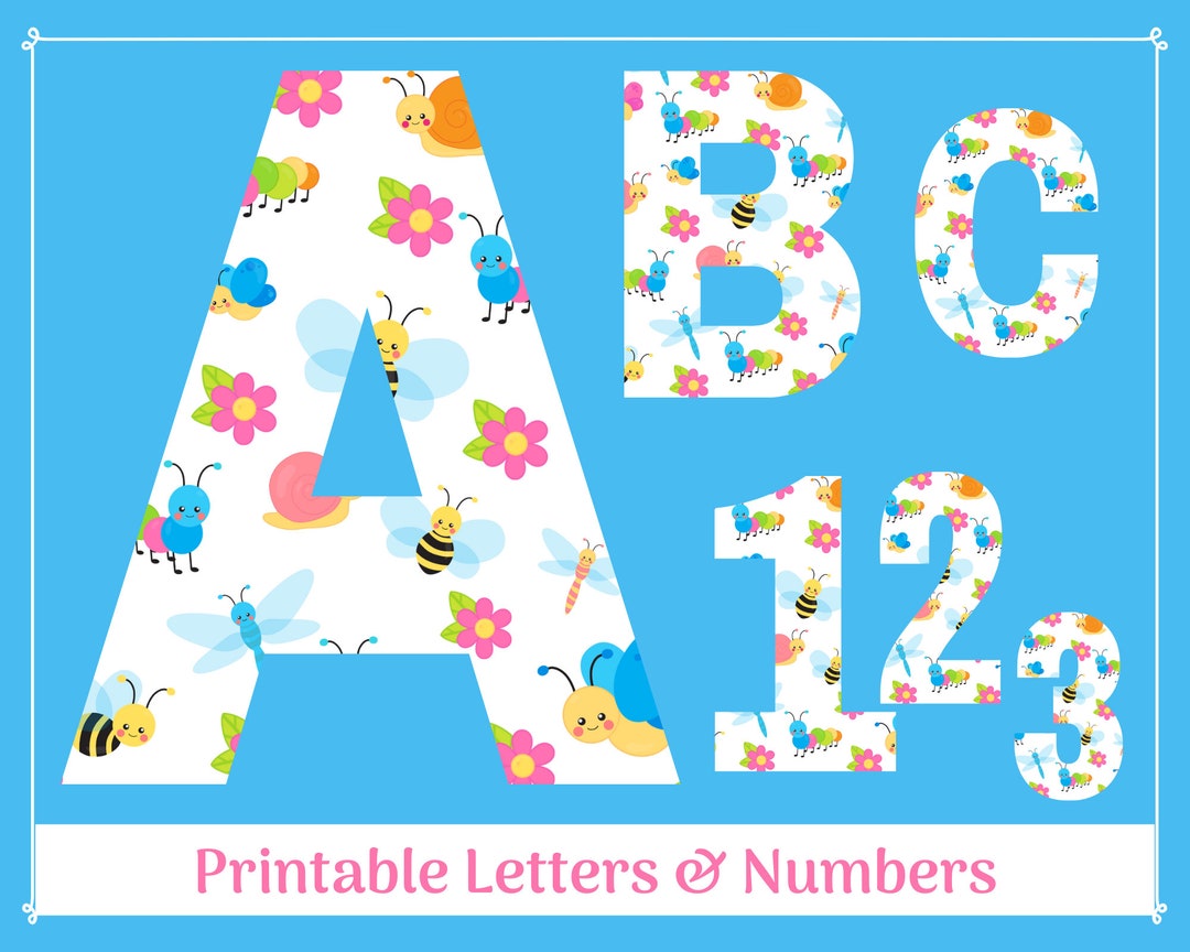 Insect Letters and Numbers Clip Art: Printable Banner Alphabet (digital ...