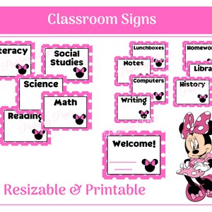 Minnie Mouse Inspired Classroom Decor Set: Polka Dot Calendar, Alphabet ...