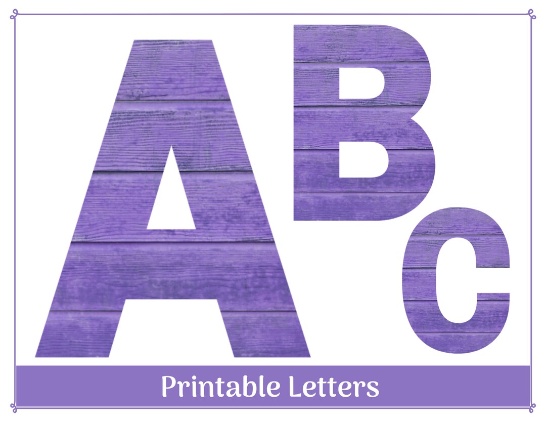 Purple Wood Alphabet Letter, Number Clip Art | Printable Wood Banner ...