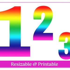 Printable Rainbow Number Clip Art Digital Rainbow Numbers - Etsy Australia