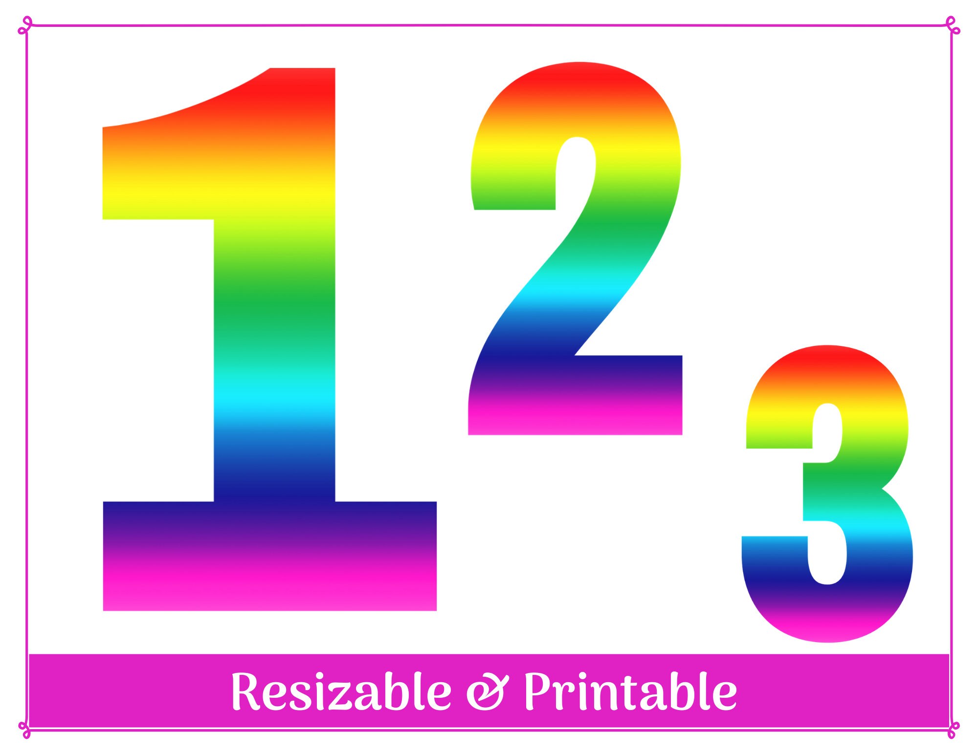 Printable Rainbow Number Clip Art Digital Rainbow Numbers - Etsy UK