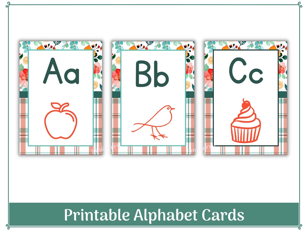 Plaid Alphabet Cards Classroom Alphabet Classroom - Etsy
