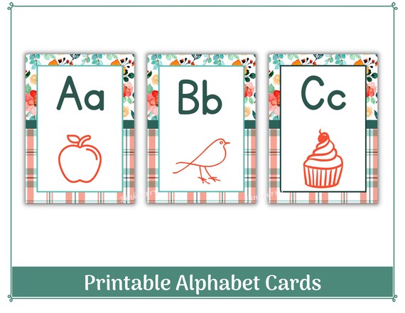 Plaid Alphabet Cards Classroom Alphabet Classroom - Etsy