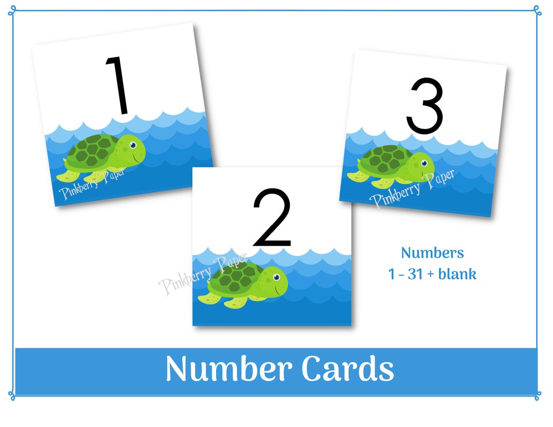 Sea Life Themed Numbers 1-31 | Turtle Classroom Calendar Number Set ...
