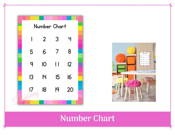 Rainbow Number Chart 1-20 Number Poster Printable & - Etsy