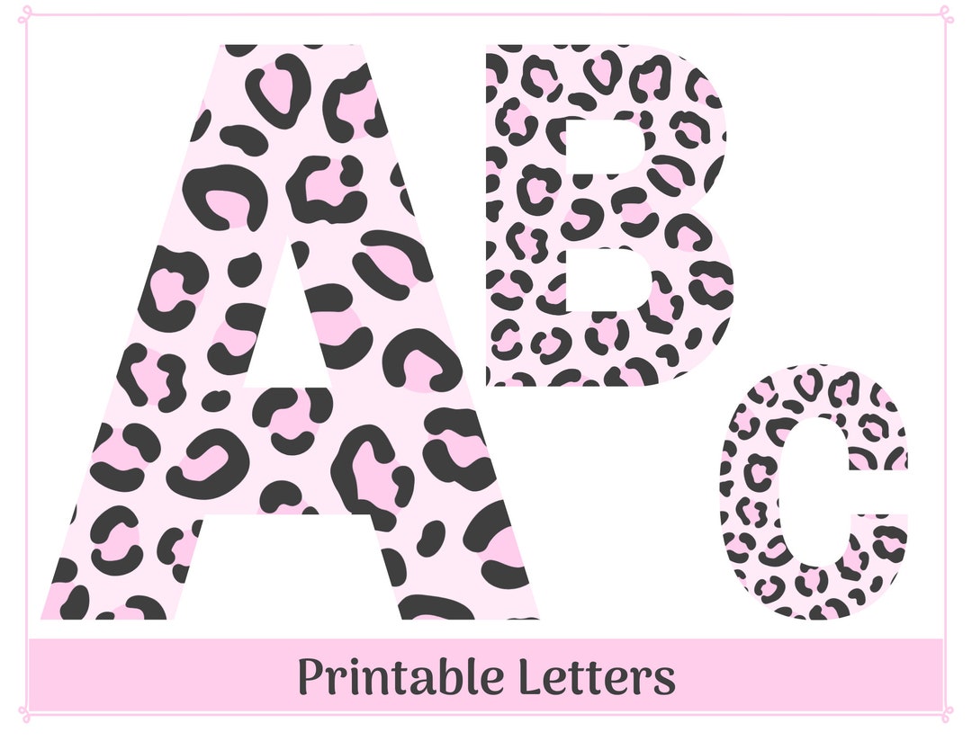 Pink and Black Leopard Alphabet Clip Art Letters A-Z | Numbers 0-9 - Etsy